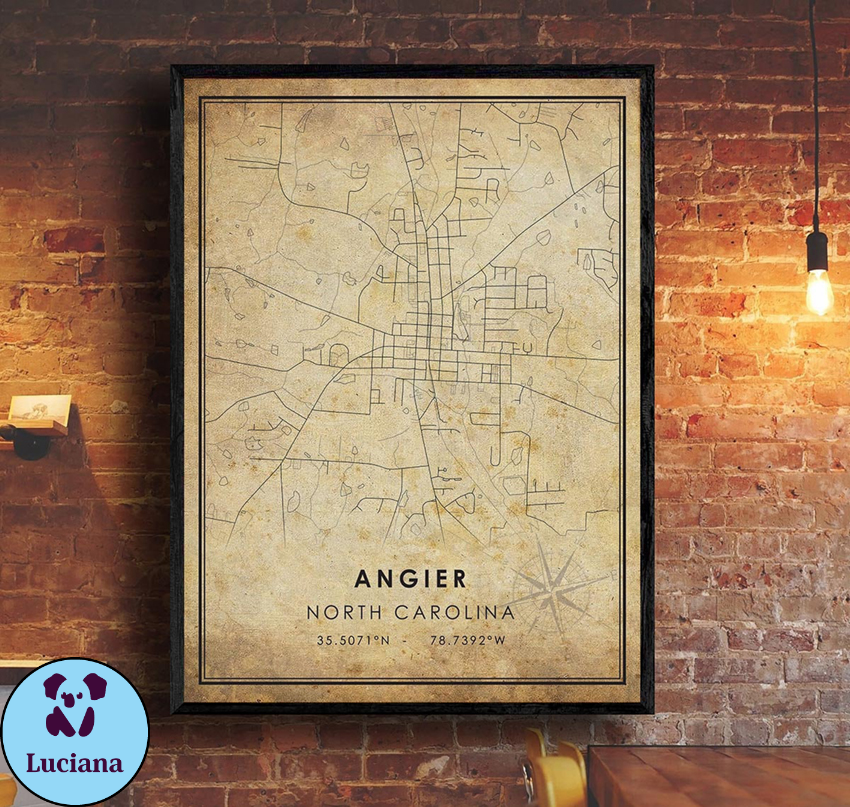 Angier Vintage Map Print , Angier Map , North Carolina Map A | Inspire ...