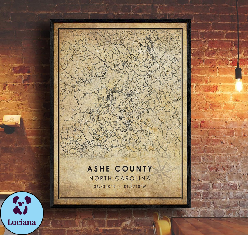 Ashe County Map Print , Ashe County Map , North Carolina Map - Inspire ...
