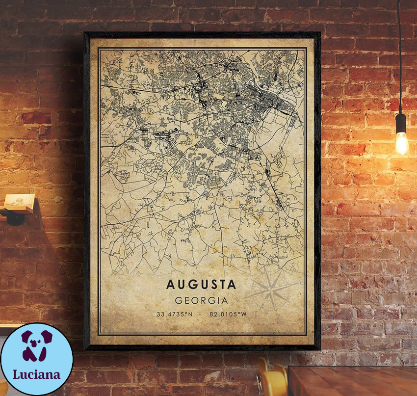 Augusta Vintage Map Print , Augusta Map , Georgia Map Art , | Inspire ...