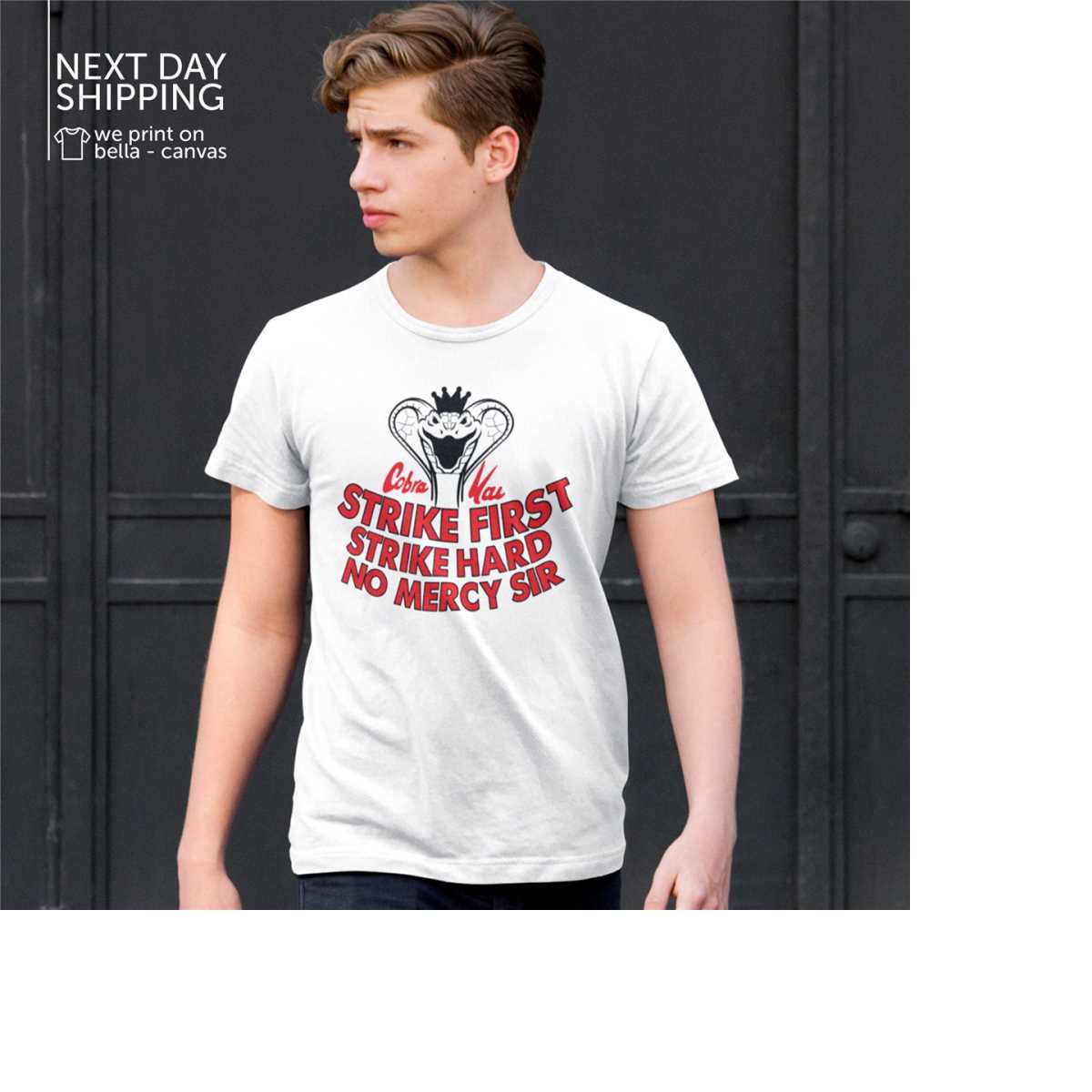 Strike First Strike Hard No Mercy T Shirt Karate Kid Graphic | Inspire ...