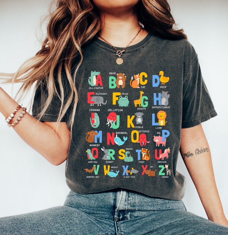 Alphabet T-Shirt, ABC Tee, Animals Alphabet T-Shirt, Kingerg | Inspire ...
