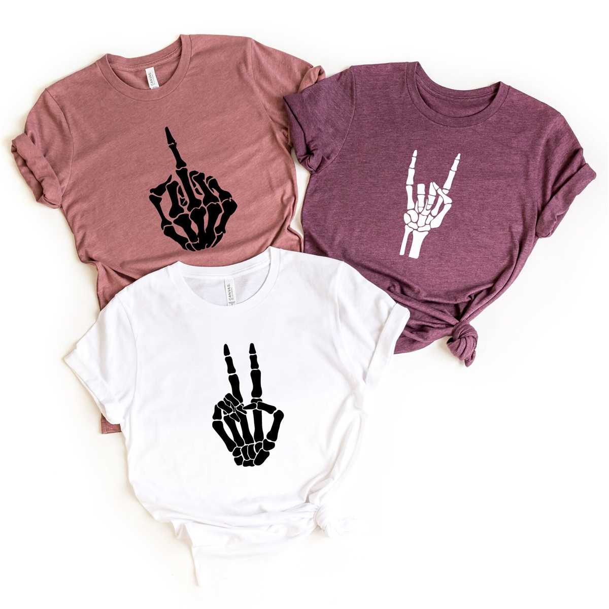 Skeleton finger shirts,Middle Finger shirt,Halloween Shirt,S | Inspire ...
