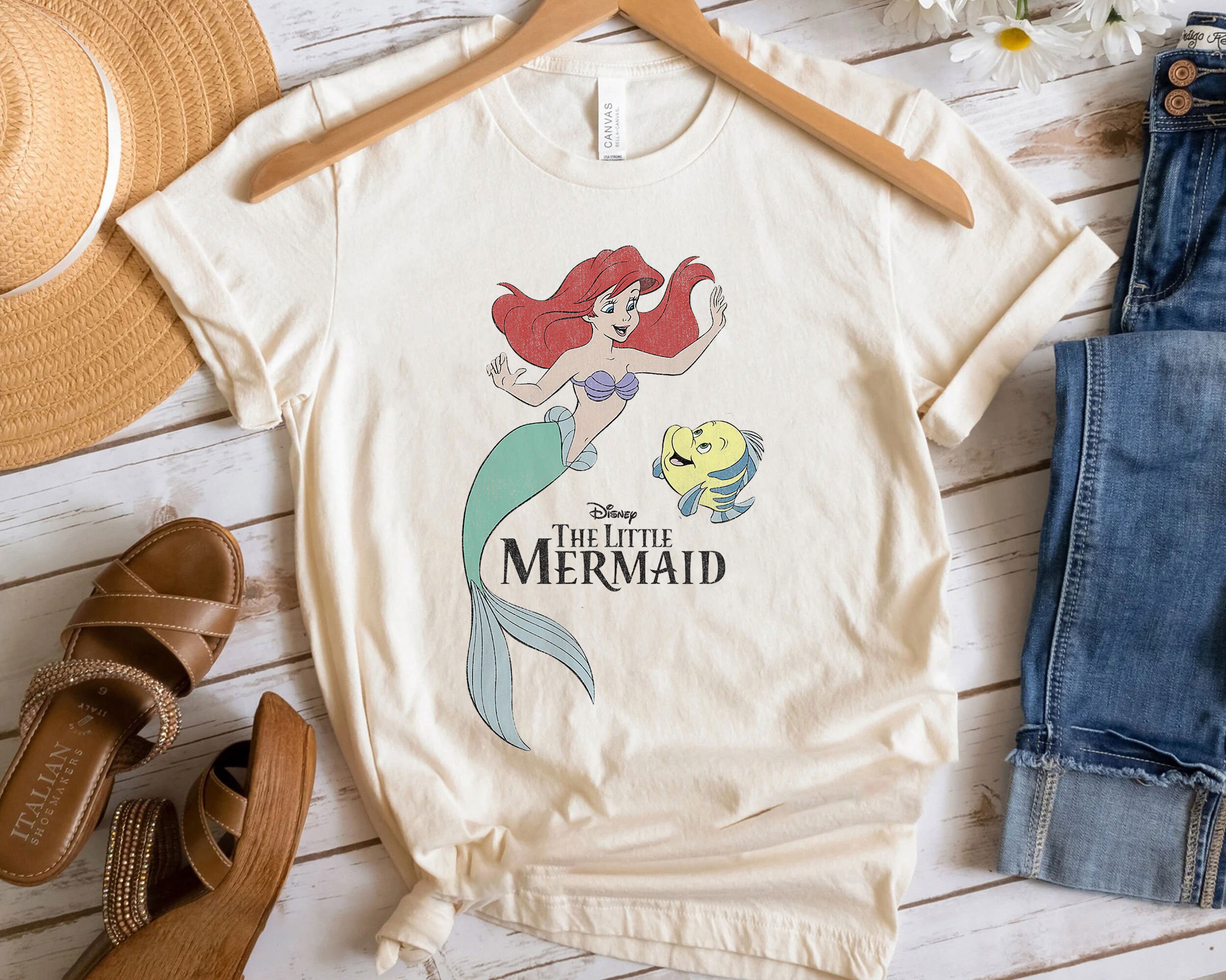 The Little Mermaid Ariel and Flounder Portrait Shirt Walt Di | Inspire ...