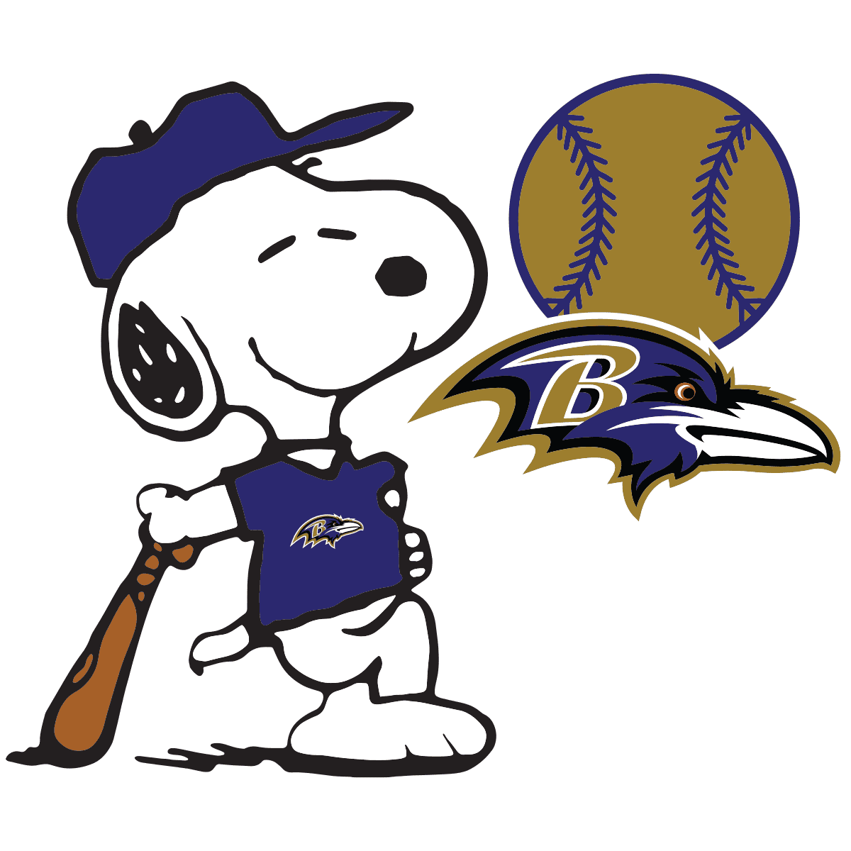 Baltimore Ravens Snoopy SVG Ravens Playful Pup SVG | Inspire Uplift