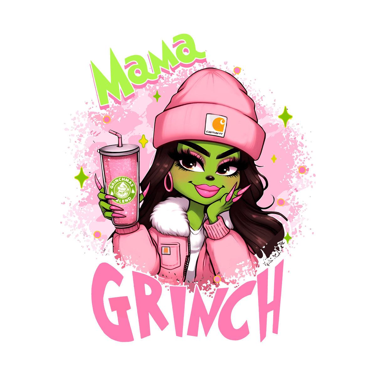 Custom Pink Christmas Mama Grinch PNG | Inspire Uplift