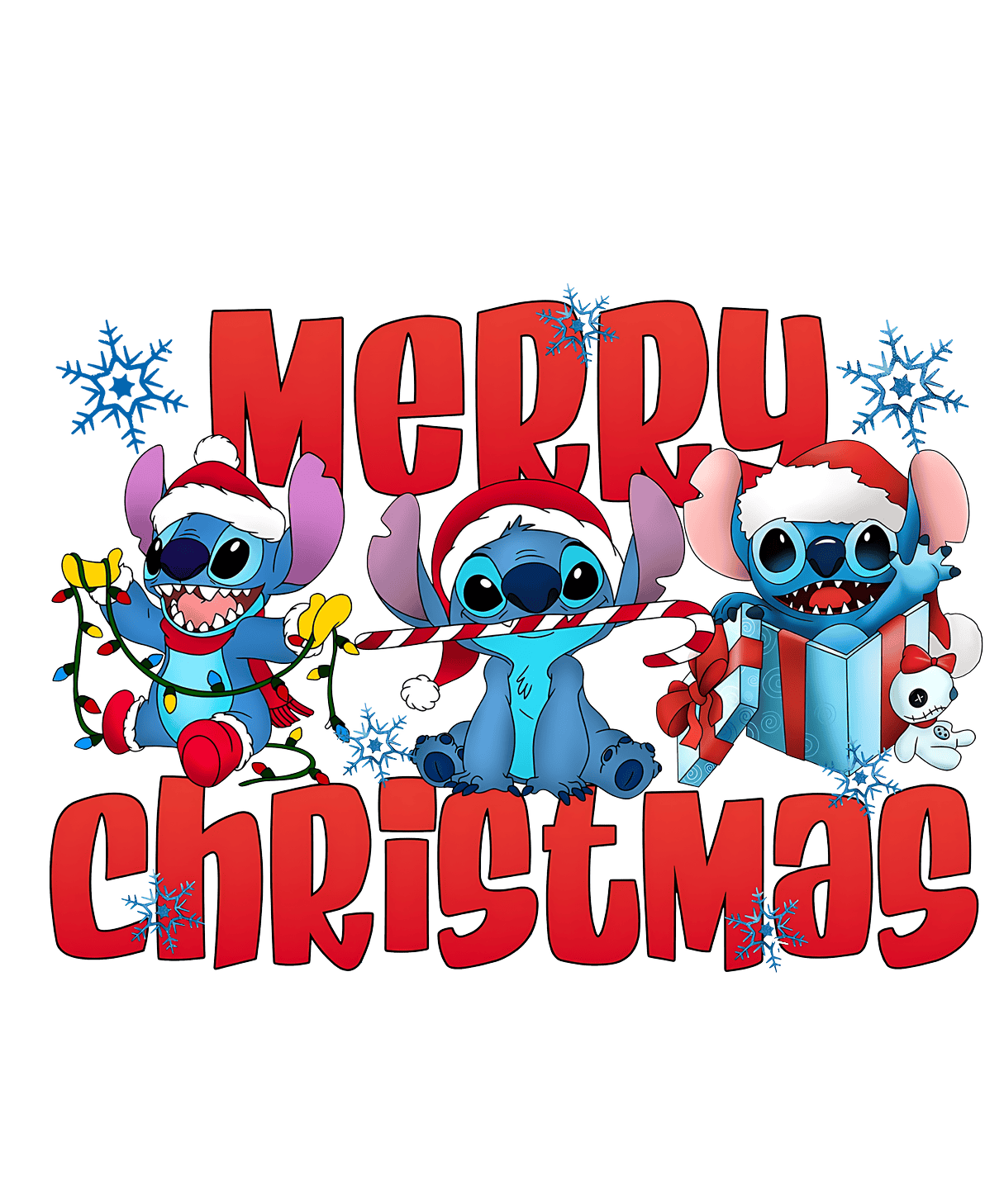 Cute Stitch Merry Christmas PNG | Inspire Uplift