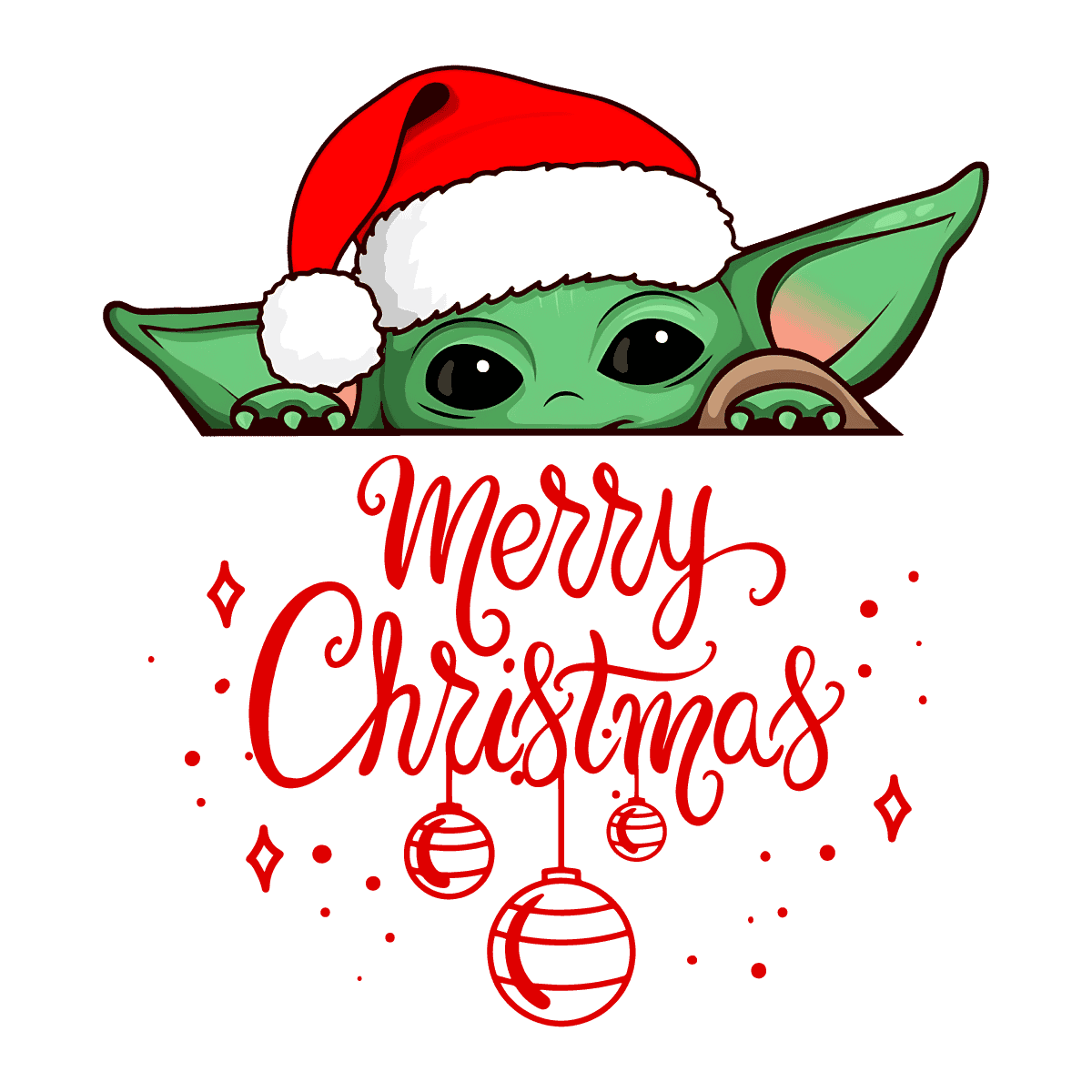 Cute Baby Yoda Merry Christmas PNG | Inspire Uplift
