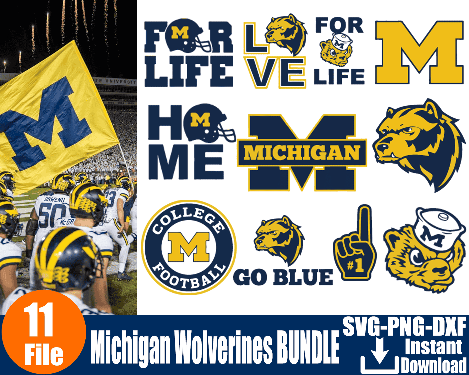 11 Files Michigan Wolverines Football Svg Bundle, Wolverines | Inspire ...