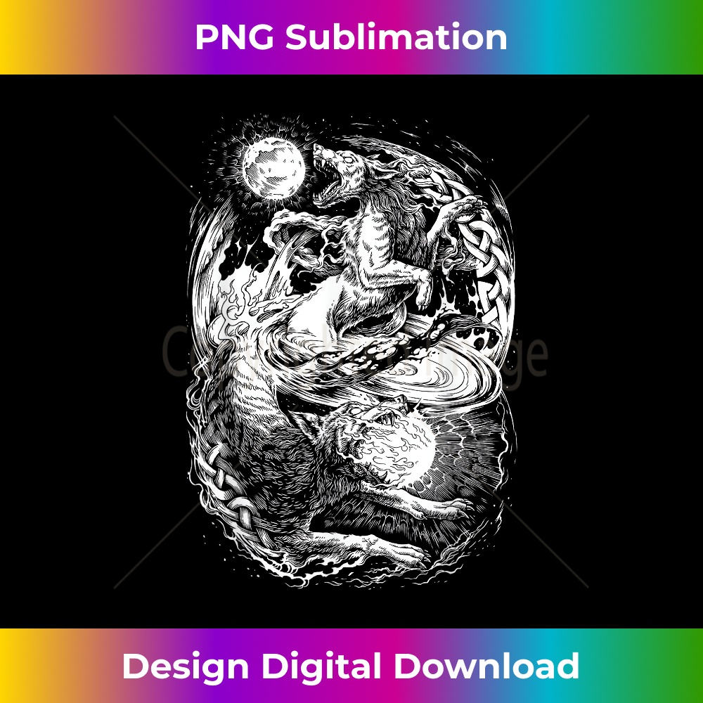 Viking Wolf Norse Mythology Design With Pagan Sun & Moon - S | Inspire ...