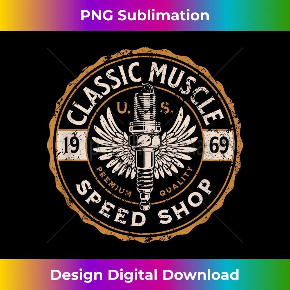 Vintage Classic Muscle Car Speed Shop 1969 Spark Plug Design | Inspire ...