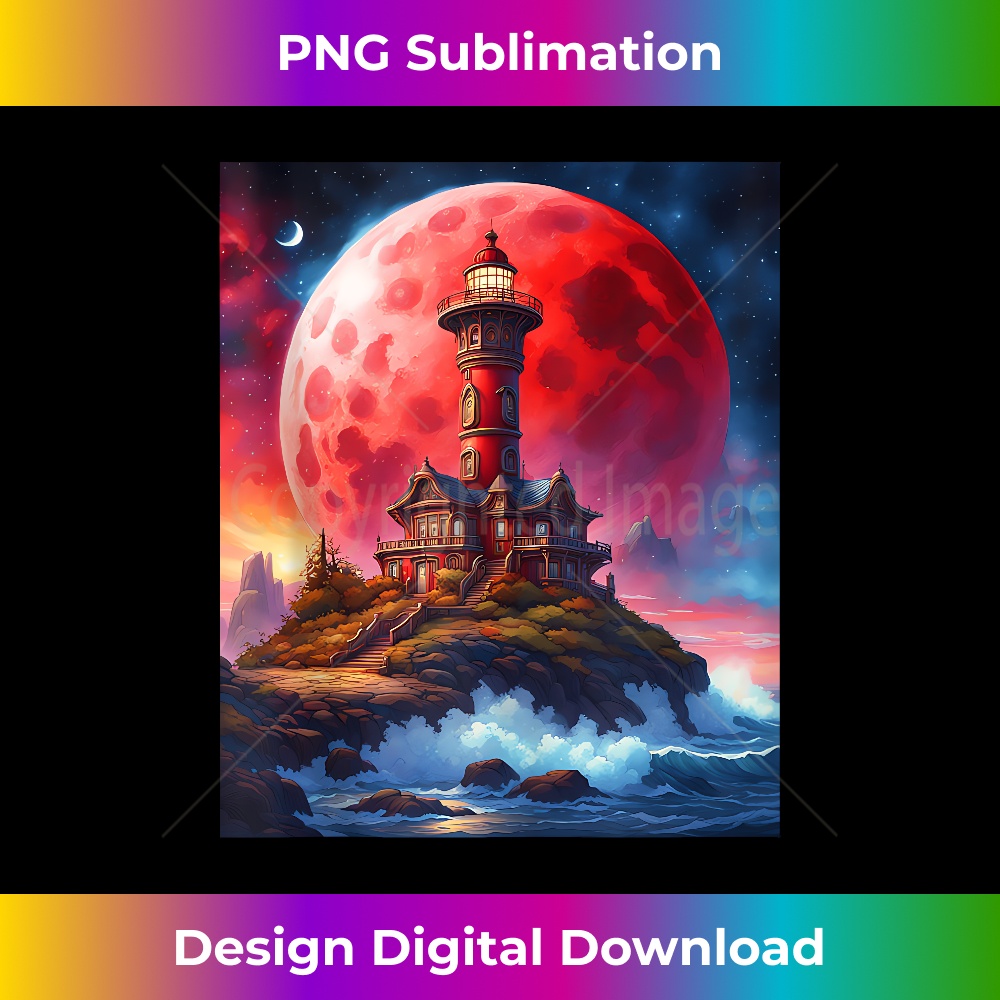 Fantasy Cute Vivid Red Lighthouse Moon - Bespoke Sublimation | Inspire ...