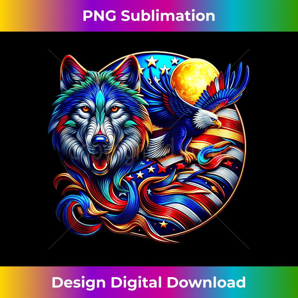 Wolf American Flag Moon Bald Eagle Modern Wolf Art - Urban S | Inspire ...
