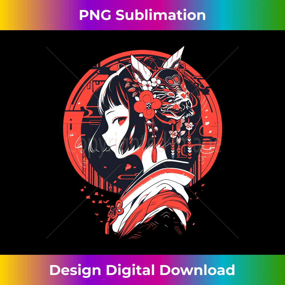 Beautiful Japanese Waifu Anime Girl Demon Oni Mask Graphic - | Inspire ...
