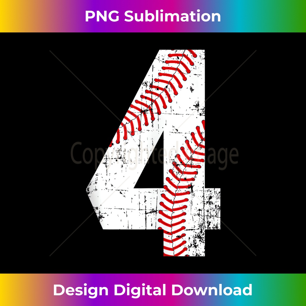 Vintage Baseball 4 Jersey Number - Artisanal Sublimation PNG | Inspire ...