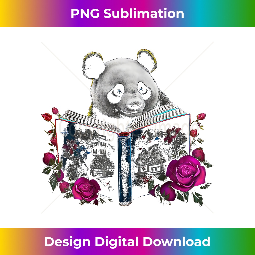 Panda reading a Book - Flowers Animal Rose Motif Panda - Ed | Inspire ...
