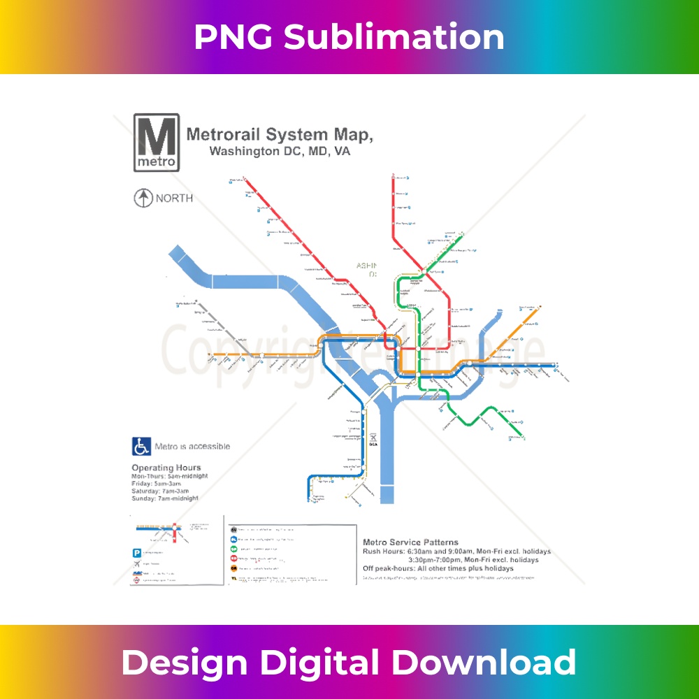 Metro Map Washington DC - Vibrant Sublimation Digital Downlo | Inspire ...