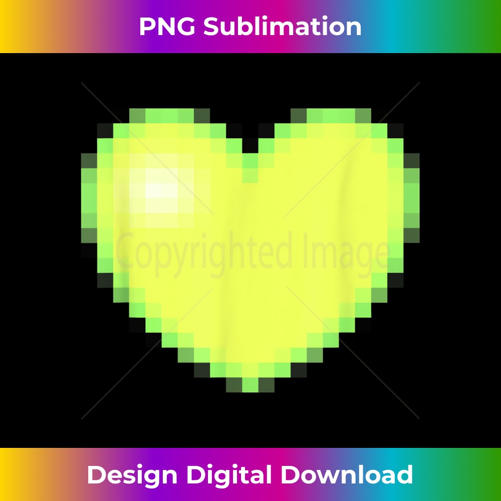 Yellow Lime Green Pixelated Heart T , Retro Gamer Pixel - So | Inspire ...