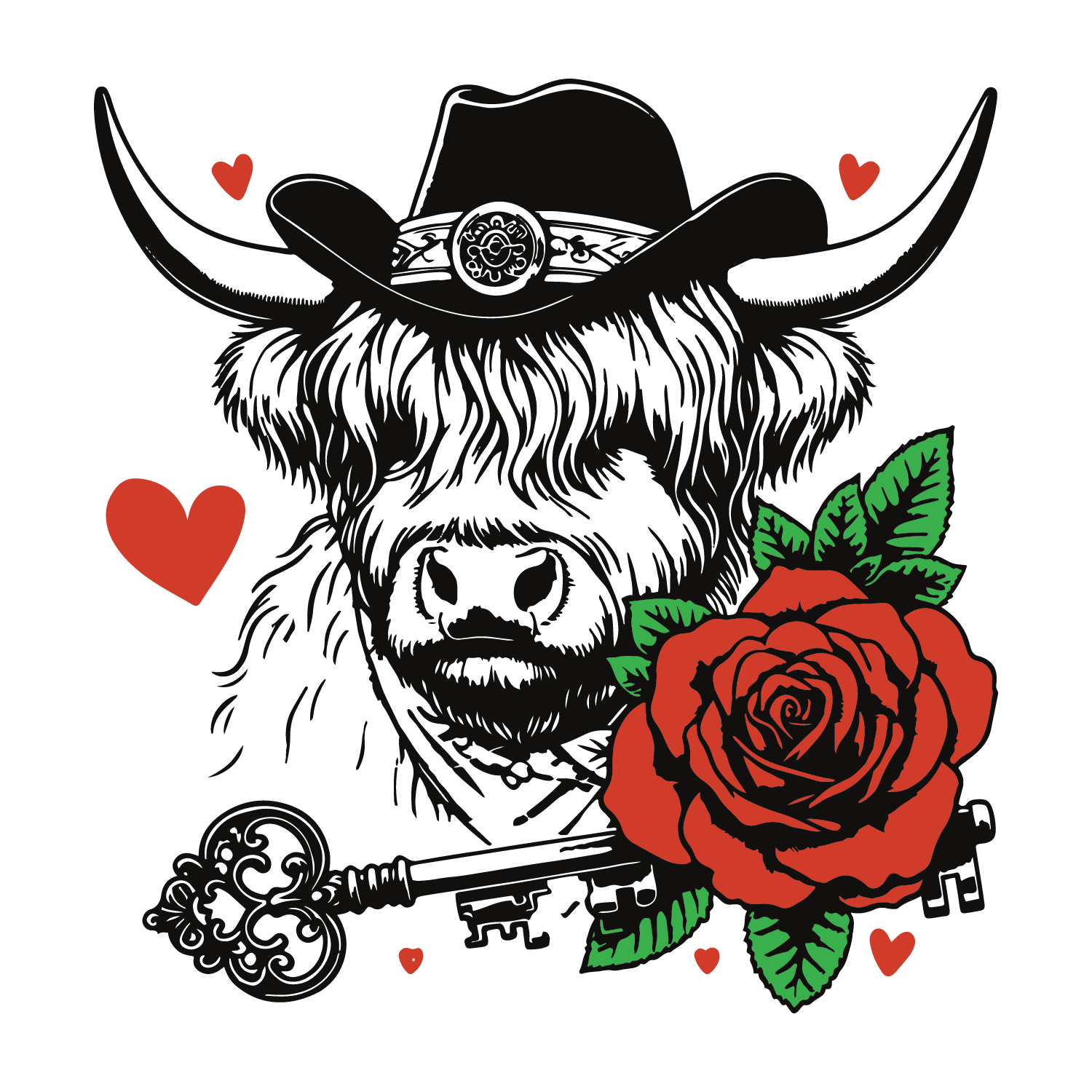 Highland Cow Rose Valentine SVG - Inspire Uplift