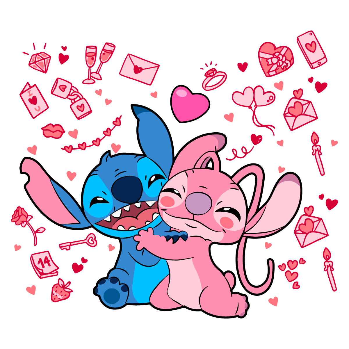 Vintage Disney Lilo And Stitch Hug Couple Valentine SVG | Inspire Uplift