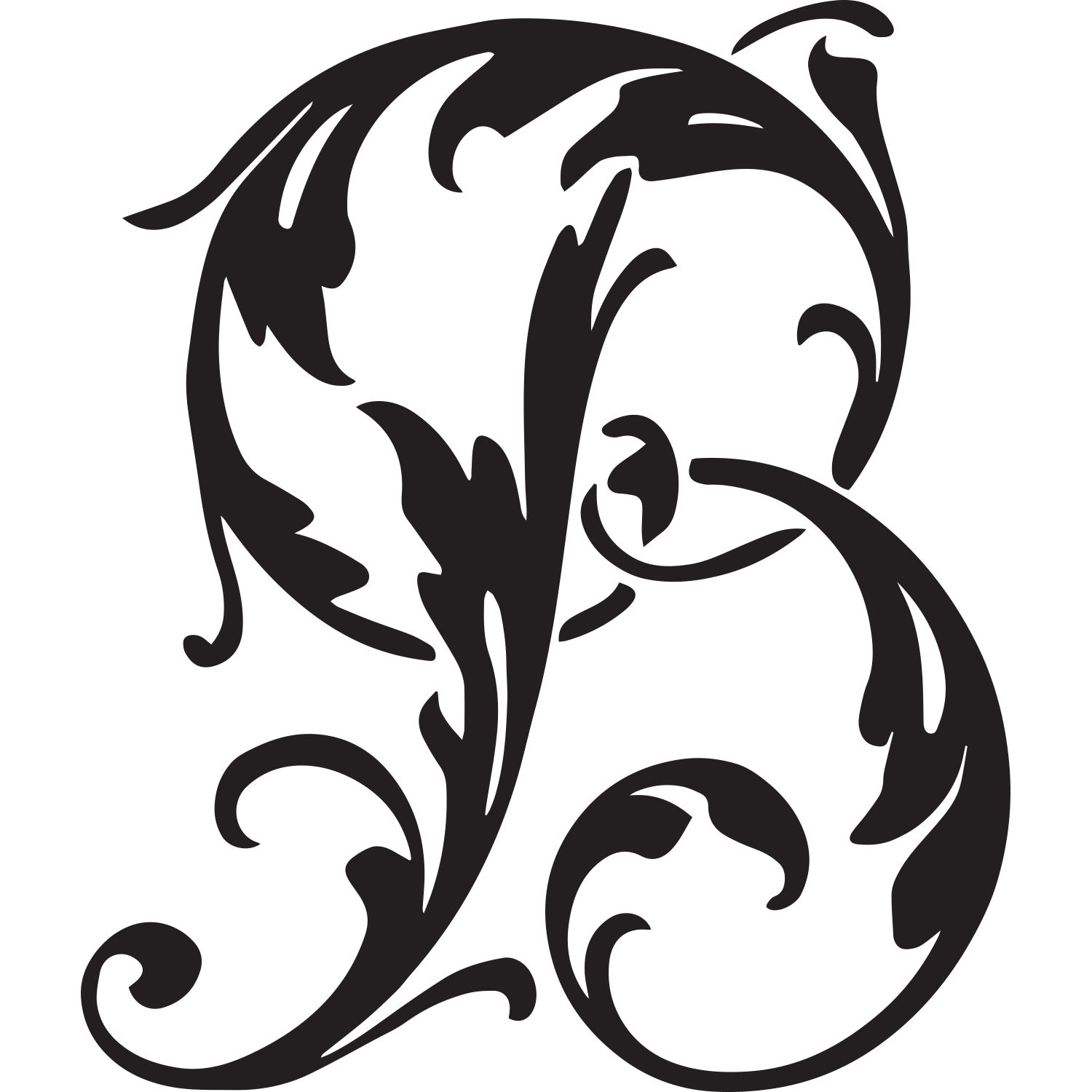 B Curly Monogram Letter B Svg Font Cutting B Fancy Monogram | Inspire ...