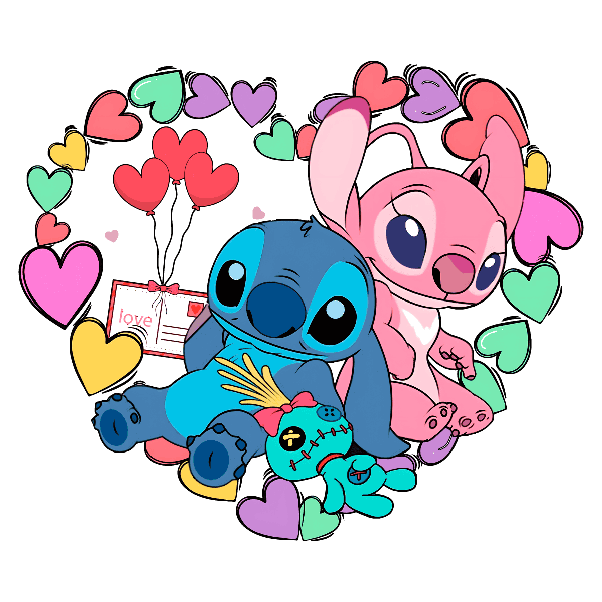Happy Valentines Day Stitch And Angle PNG | Inspire Uplift