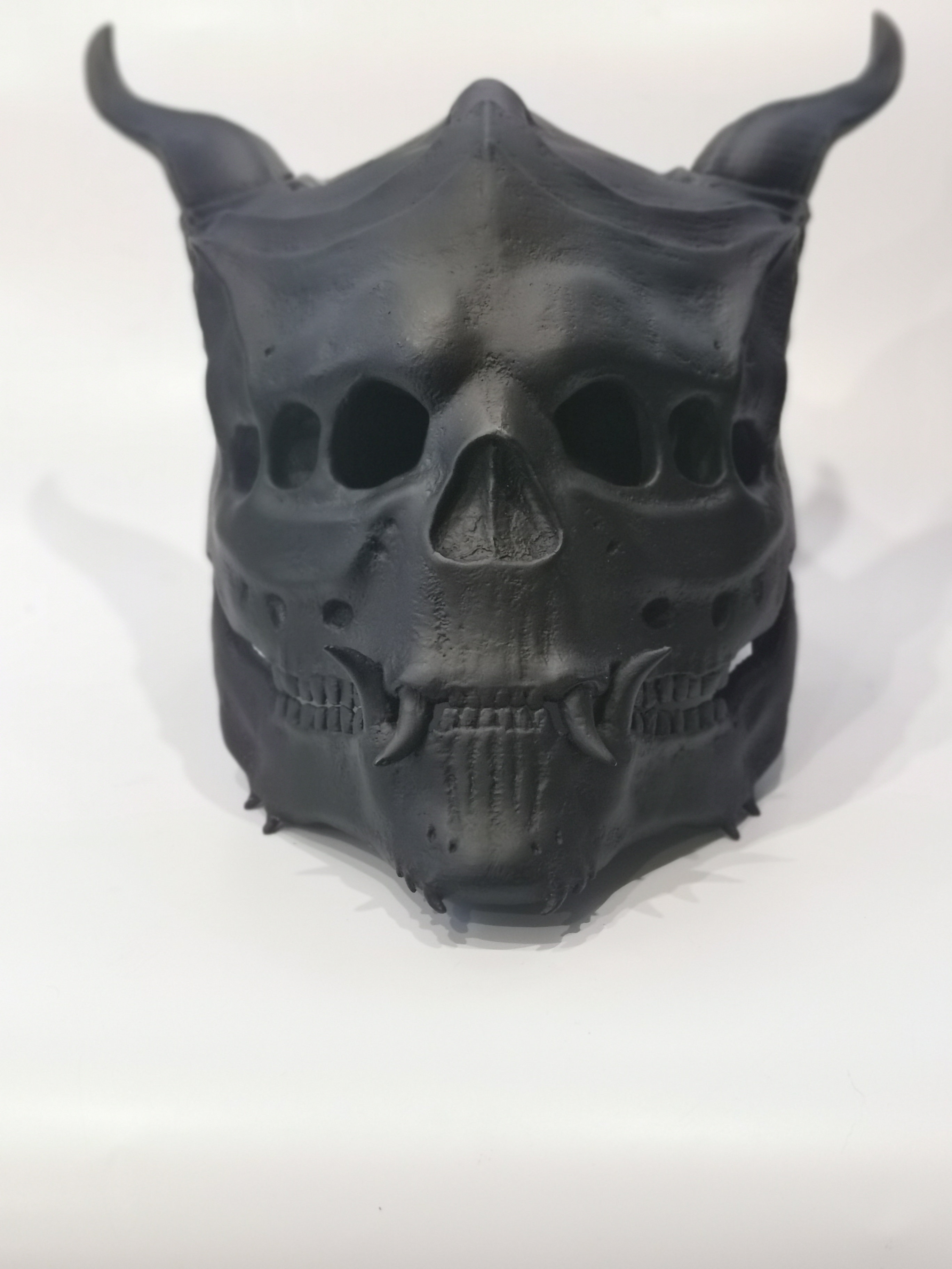 Three-eyed black demon mask with moving jaw, resin skull mas | Inspire ...