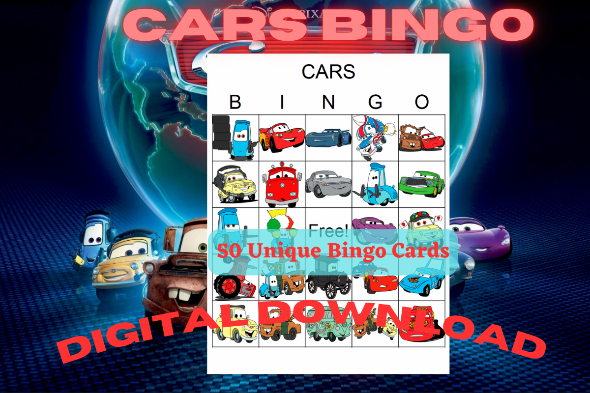 Cars Disney printable bingo, competitive bingo game, virtual - Inspire ...