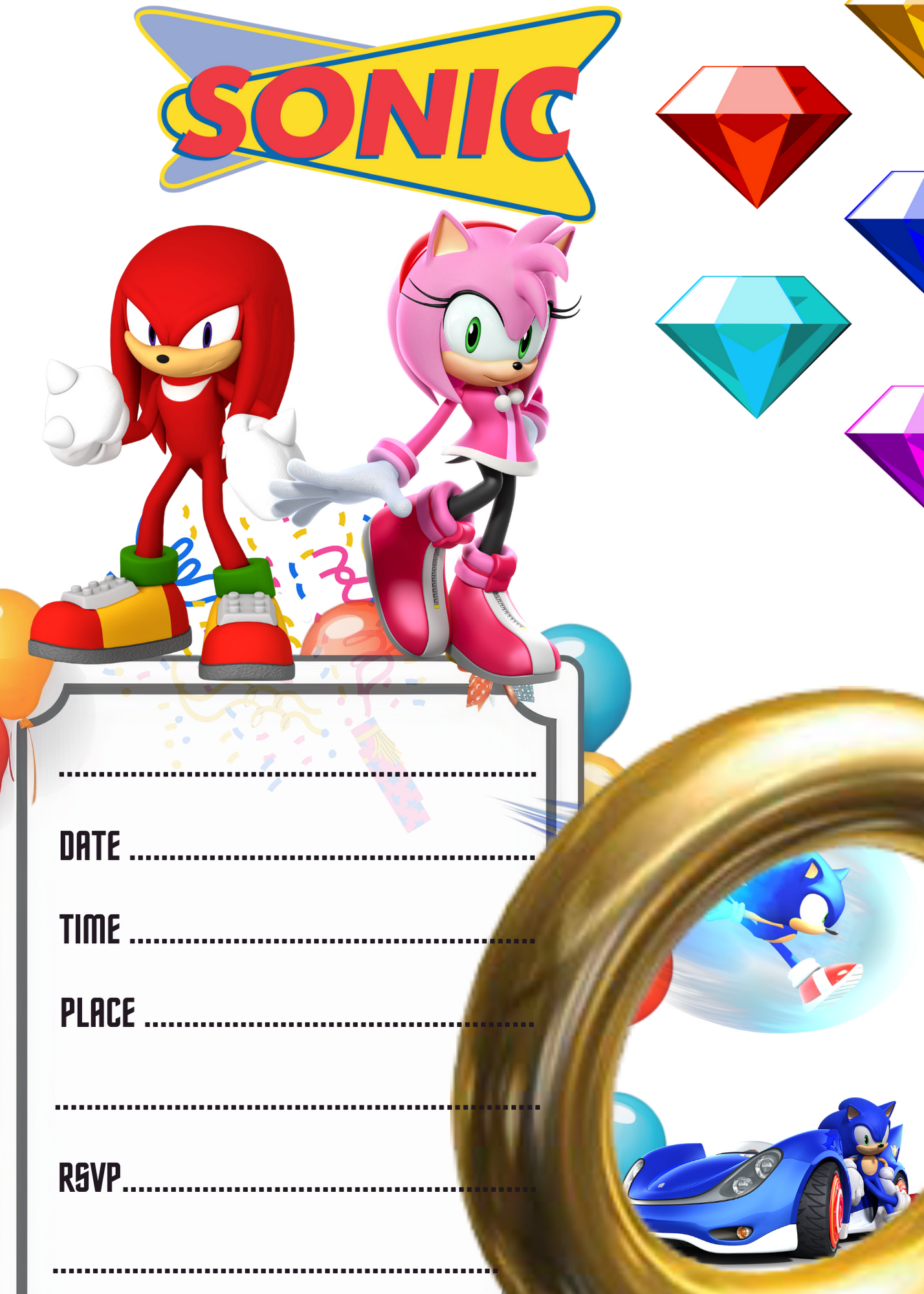Sonic Birthday Invitation,digital invitation,party invite,Em | Inspire ...