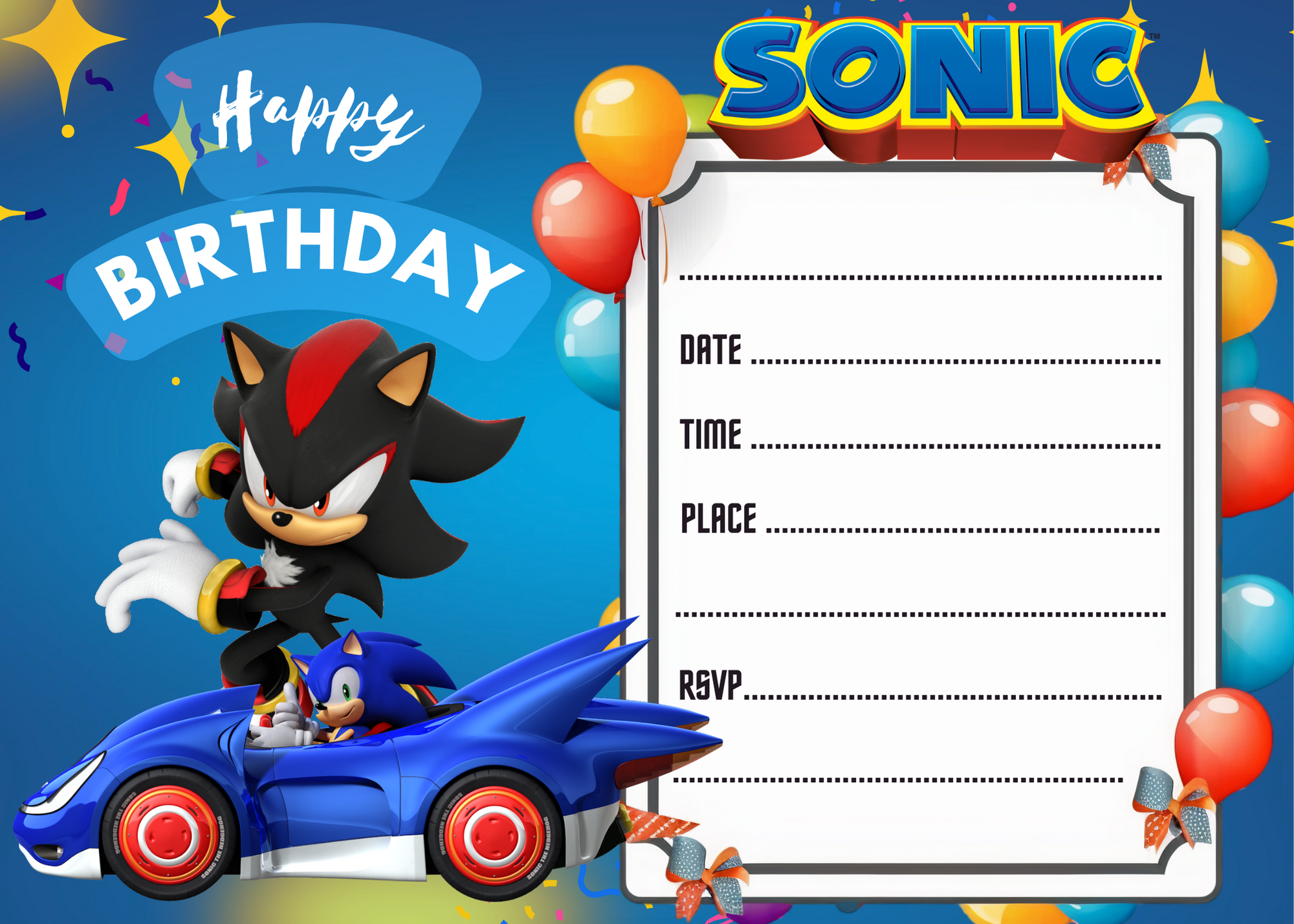 Sonic Birthday Invitation,digital invitation,party invite,So | Inspire ...