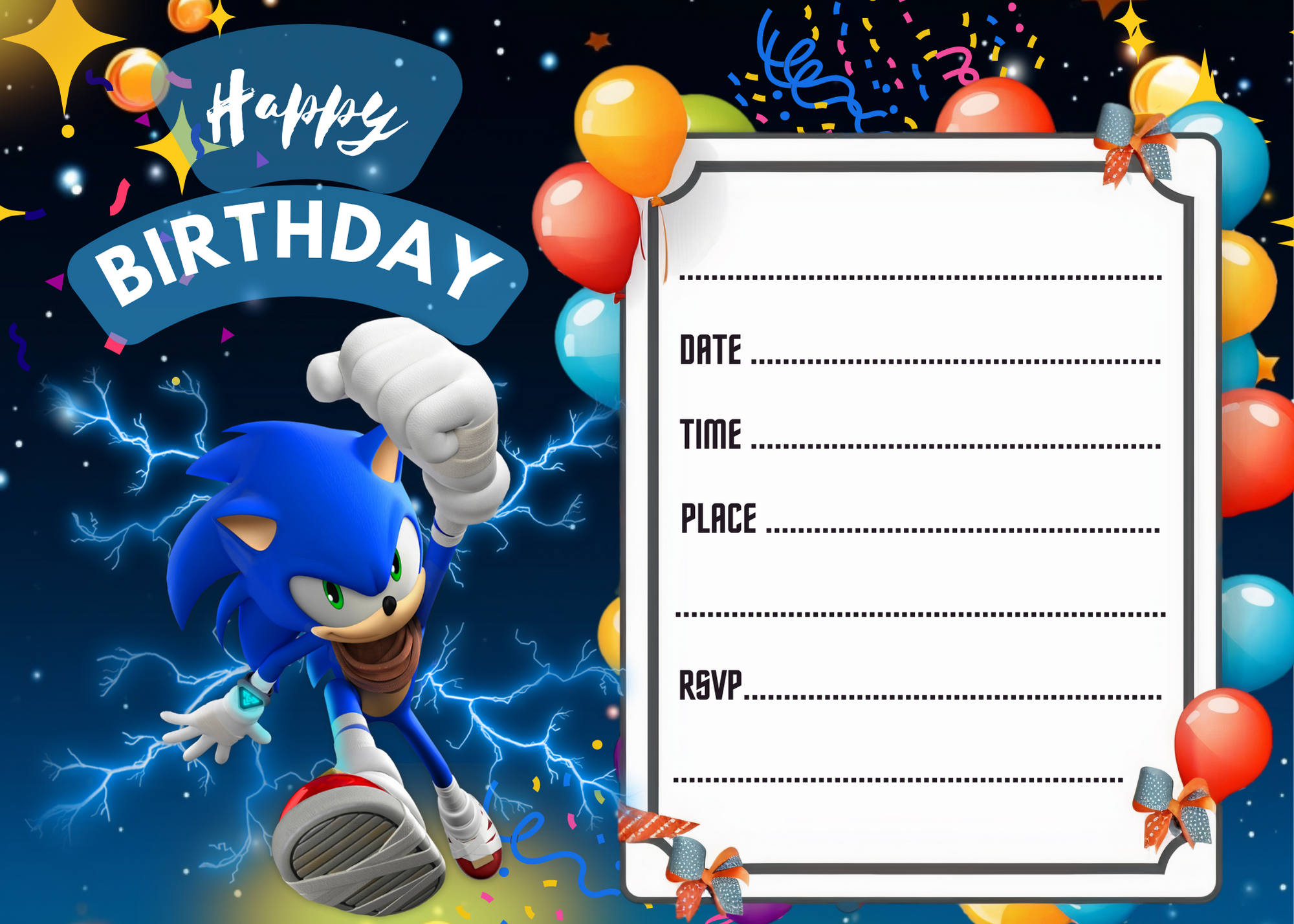 Sonic Birthday Invitation,digital invitation,party invite,So | Inspire ...
