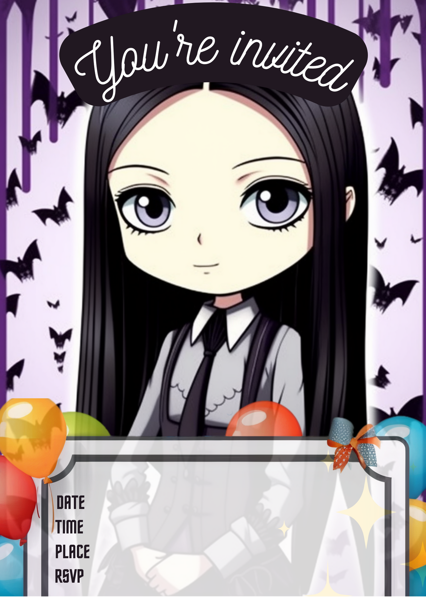 Digital Wednesday Addams Birthday Invitation Download for Pr | Inspire ...
