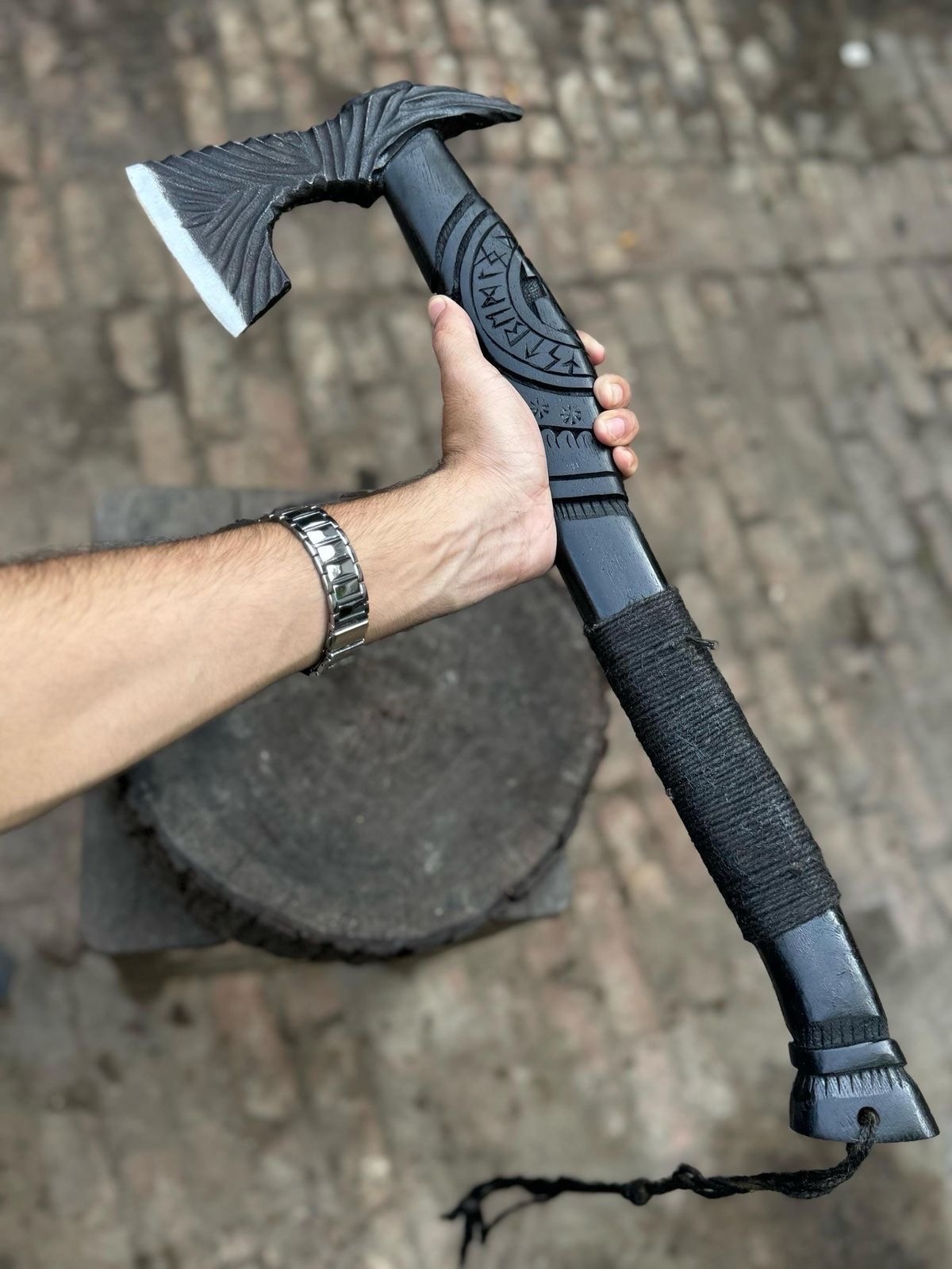 Black Viking Axe - Custom Axe - Wooden Axe -Gift for Father | Inspire ...