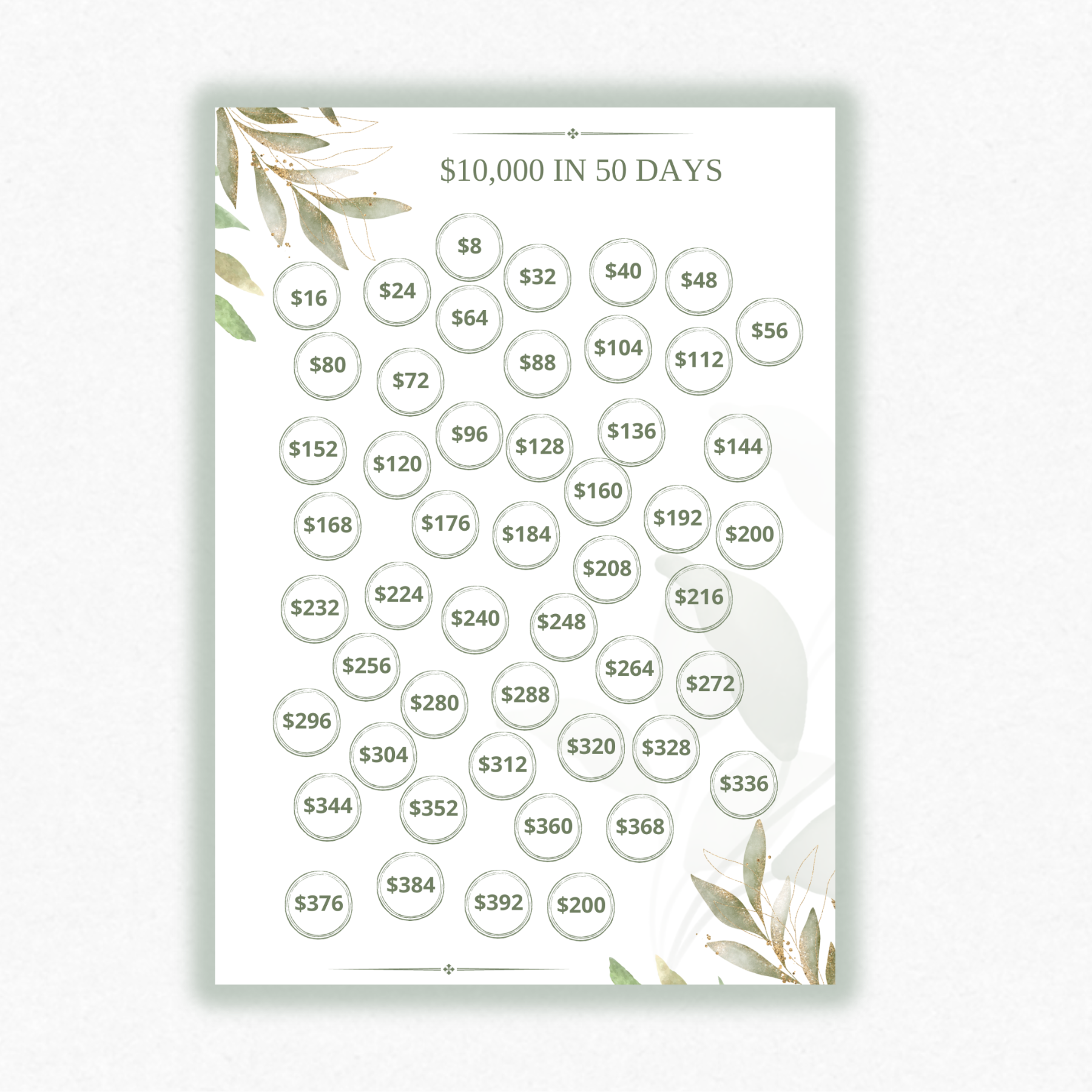 10,000 Money Saving Challenge Printable / Save 10,000 In 50 - Inspire ...