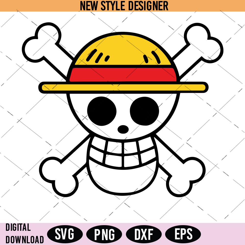 Pirate Crew Emblem Clipart, Manga-Inspired Straw Hat Design, - Inspire ...
