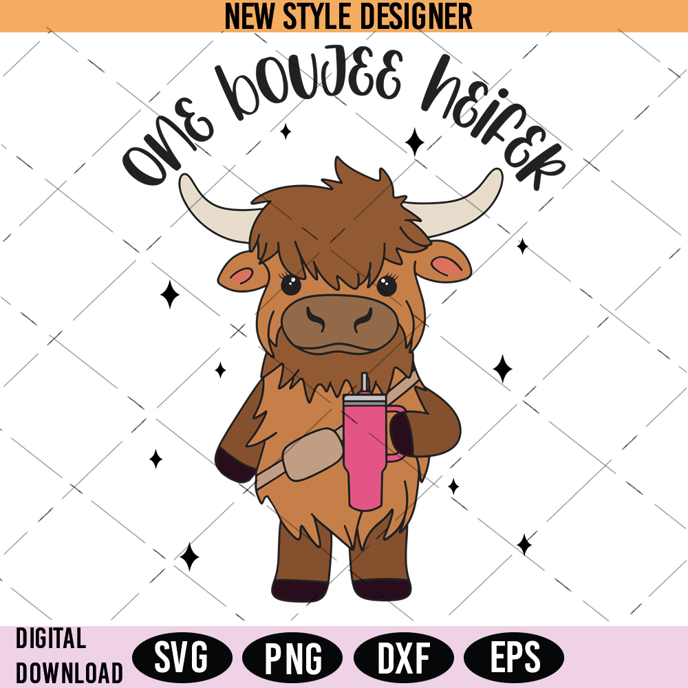 Highland Cow SVG, Boujee Cow Art Design, Highland Cow Stanle | Inspire ...