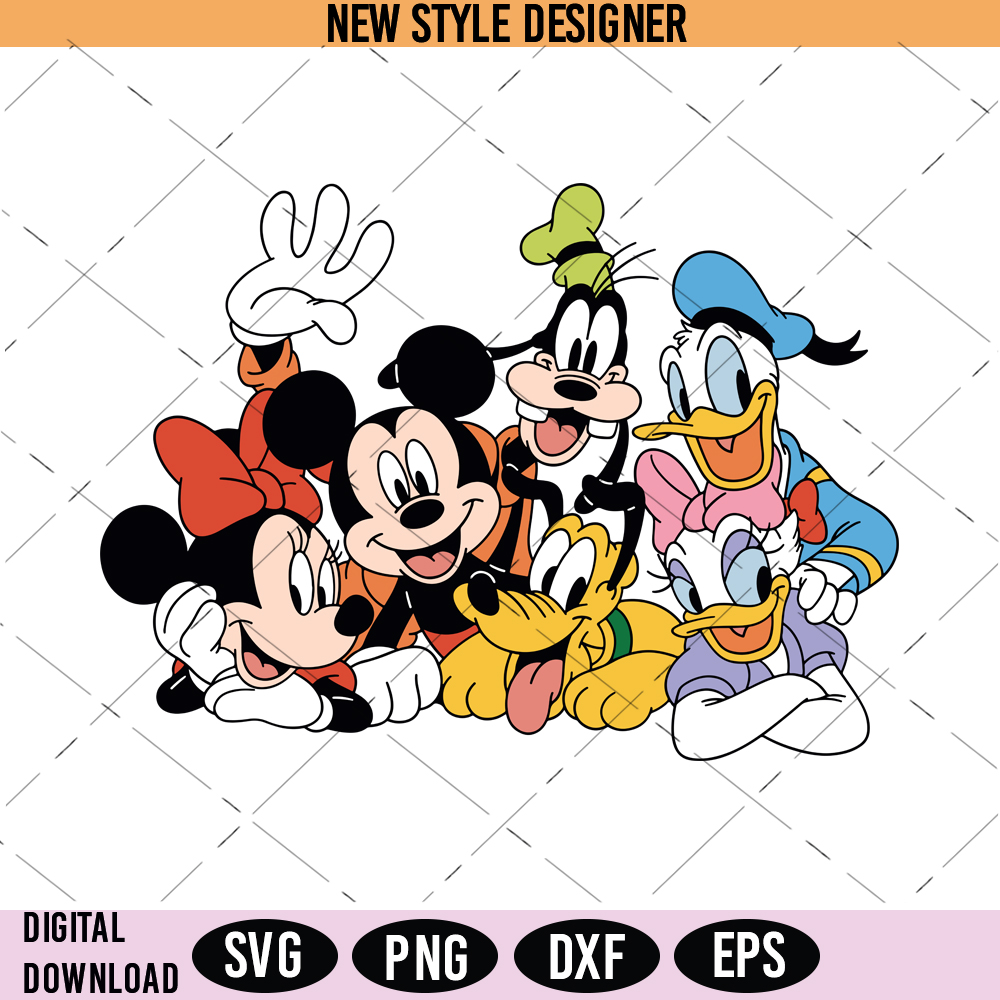 Disney character group Svg, Mickey Mouse and friends Svg, Mi | Inspire ...