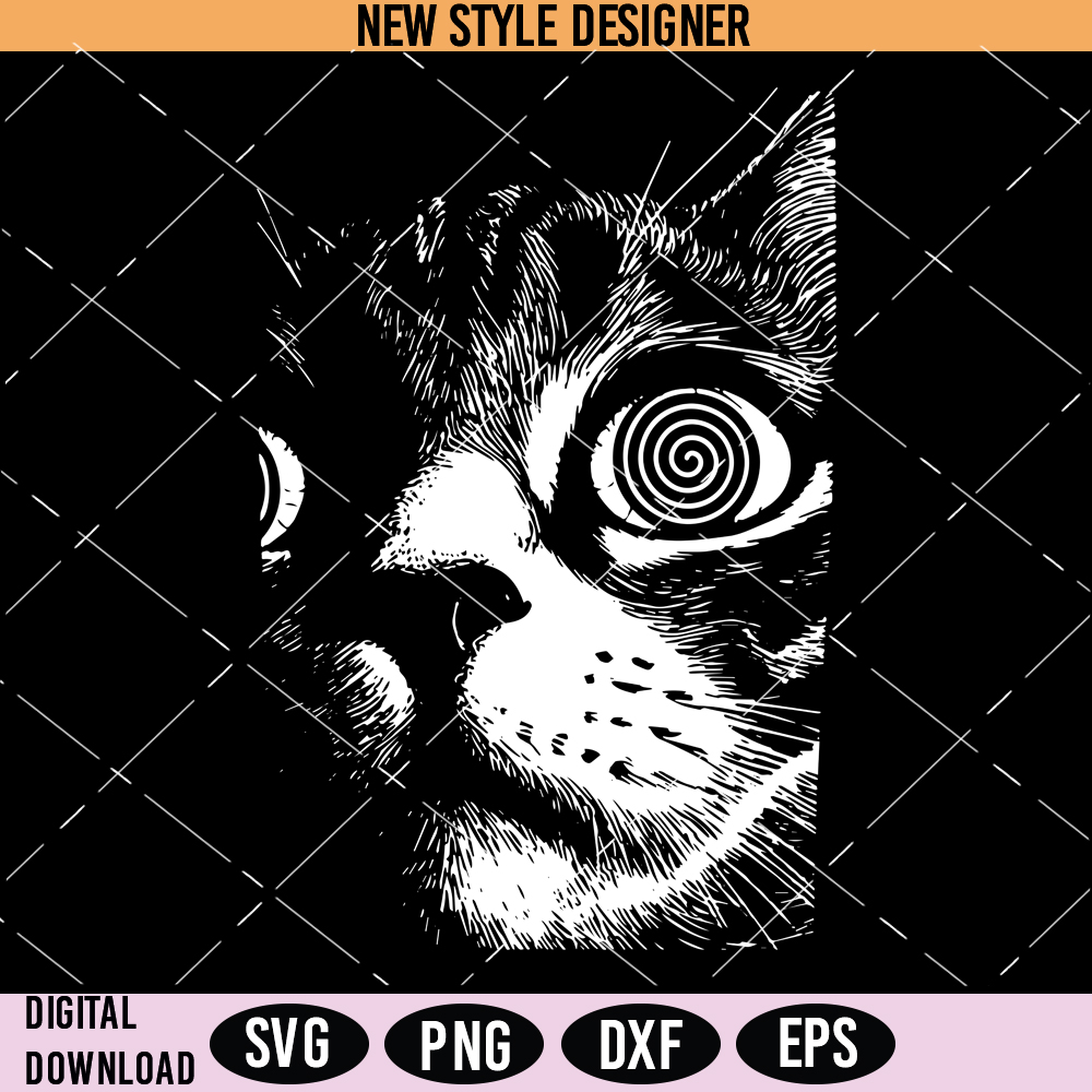 Psychedelic Cat Svg Png, Dark Aesthetic Svg, Crust Punk Grun | Inspire ...