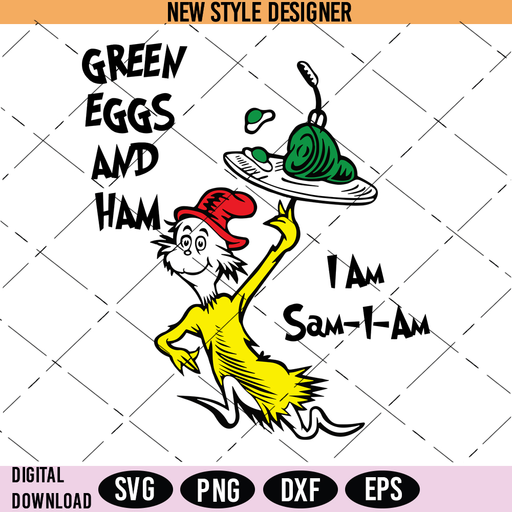 Dr Seuss Green Eggs and Ham Svg Png, Dr Seuss Svg, Green Egg | Inspire ...