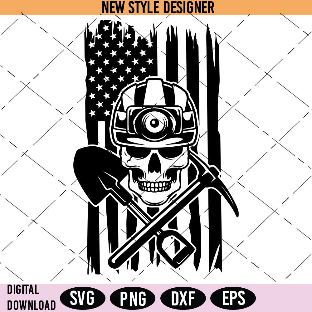 US Mining Skull Svg Png, Mining Svg, Coal Miner Skull Svg, U - Inspire ...