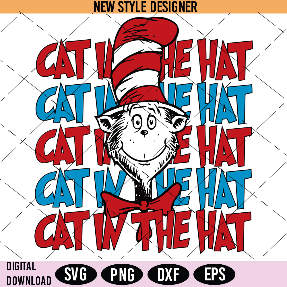 Cat In Hat Dr Suess Svg Png, Dr. Suess Png, Teacher Life Svg - Inspire ...