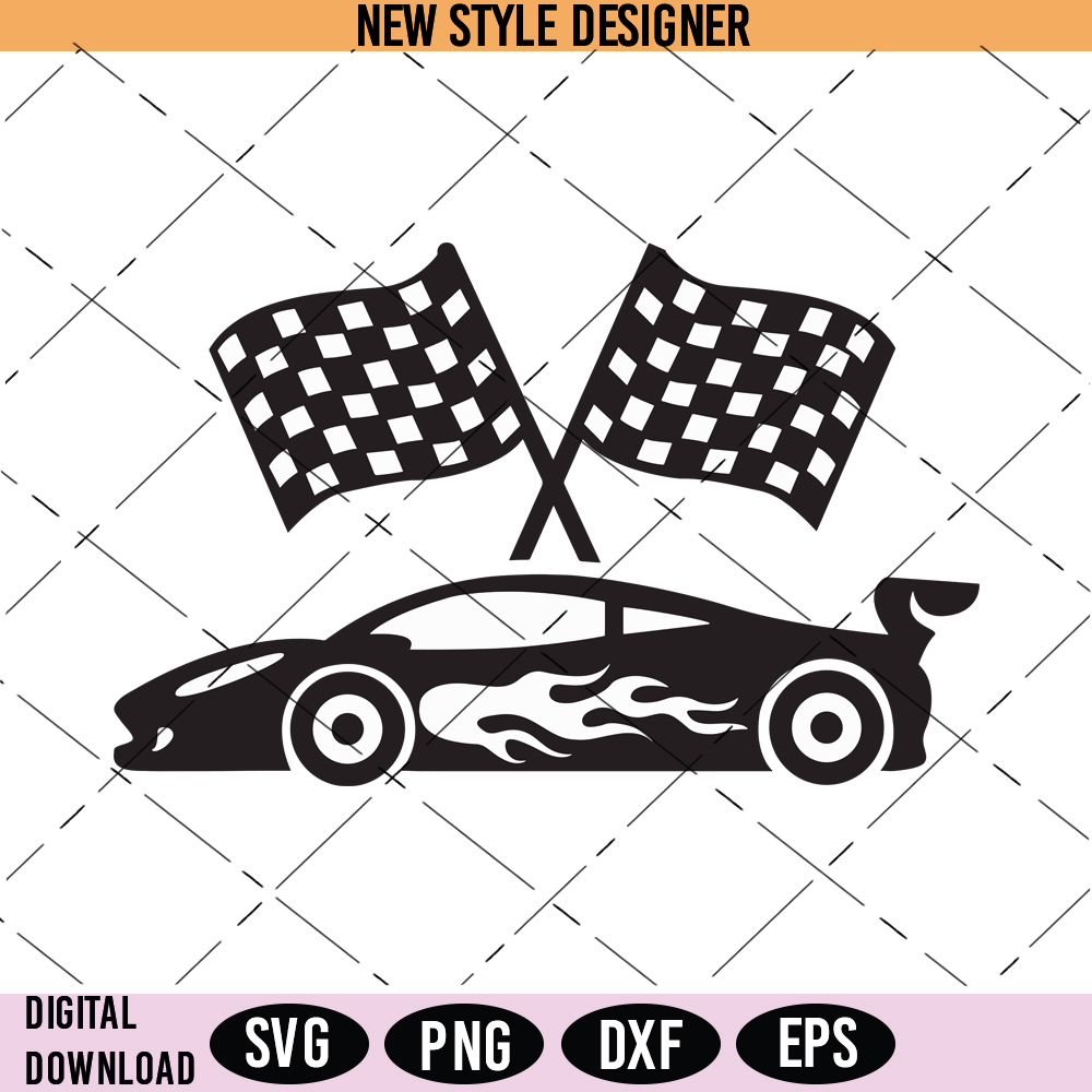 Racing Flag Svg, Checkered flag Svg, Race car Svg, Motorspor | Inspire ...