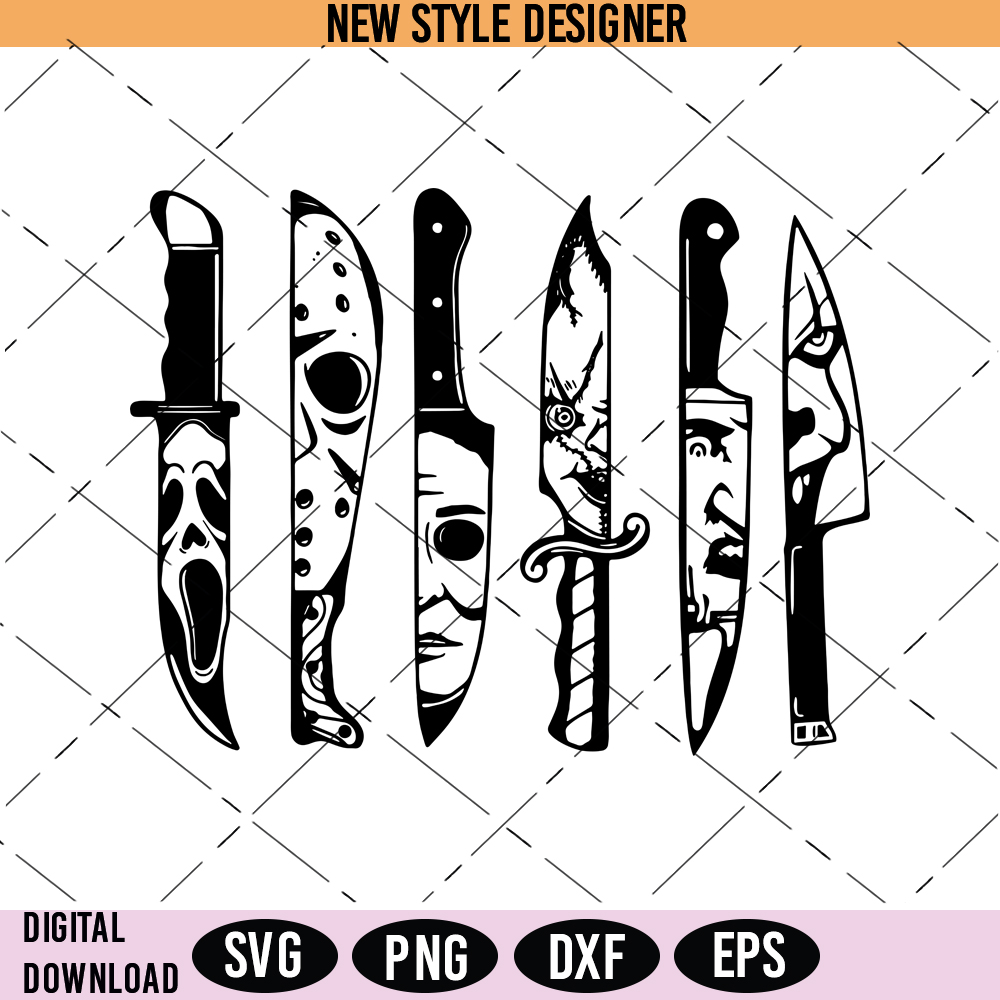 Horror movie characters in knives Svg, PNG, DXF, EPS, Cricut | Inspire ...