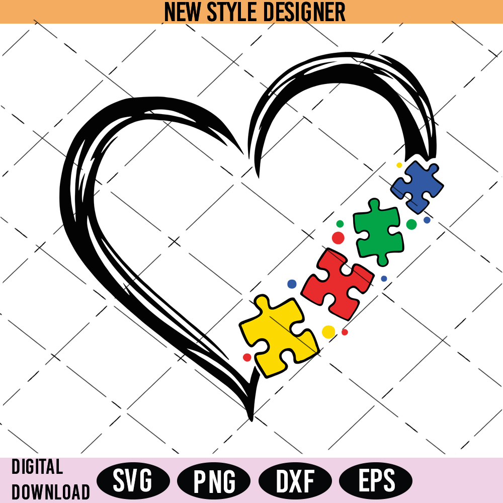 Autism Heart Svg Png, Autism Mom Svg, PNG, DXF, EPS, Silhoue | Inspire ...