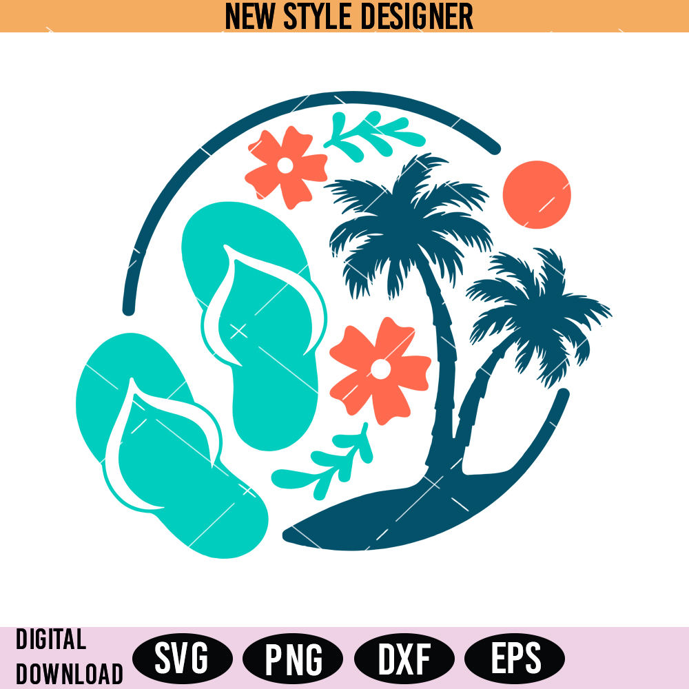 Beach Scene Svg Png, Floral Beach svg, Cruise Png, Instant D - Inspire ...