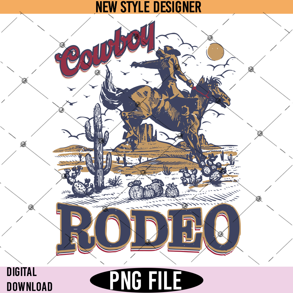 Rodeo 90s Graphic Cowboy Png, Line Art Cowboy Png, Retro Cow | Inspire ...
