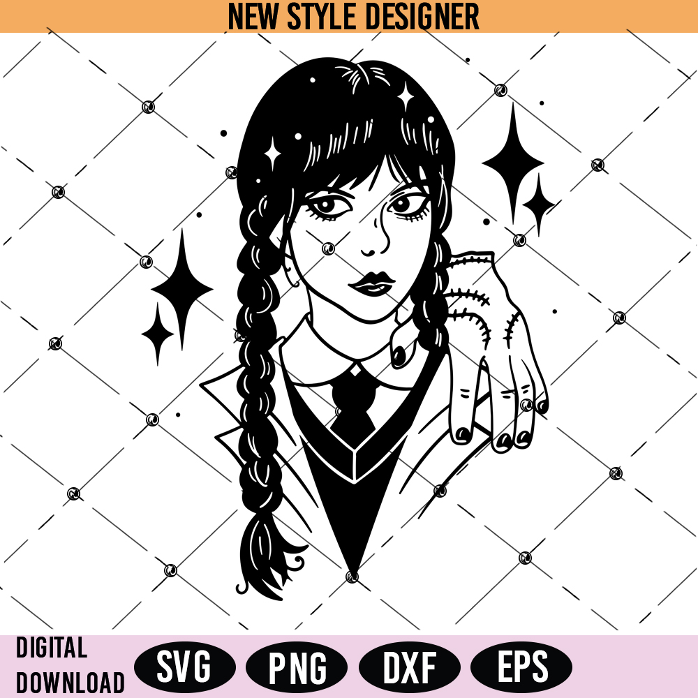 Wednesday Addams SVG File, Pigtail Girl svg, Horror svg, Spo - Inspire ...