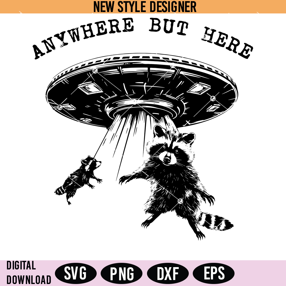 UFO Raccoon Svg Png, Racoon Costume Svg, Cartoon Alien Svg, | Inspire ...