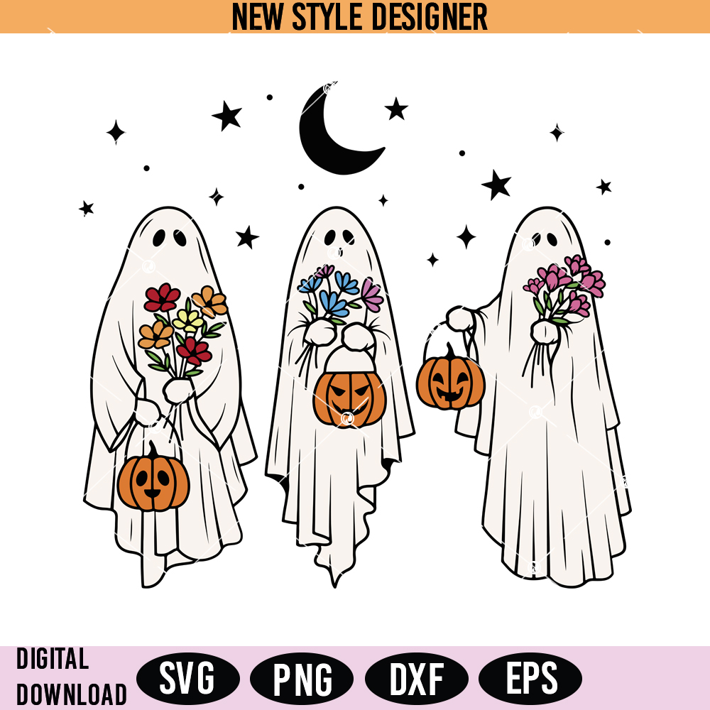Halloween Ghost Svg Png, Floral Ghost Svg, Flower Ghost, Ins | Inspire ...