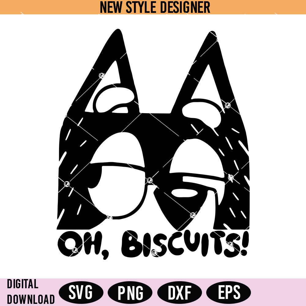 Bluey Bandit Oh Biscuits Svg Png, blue heeler dog svg, bluey | Inspire ...