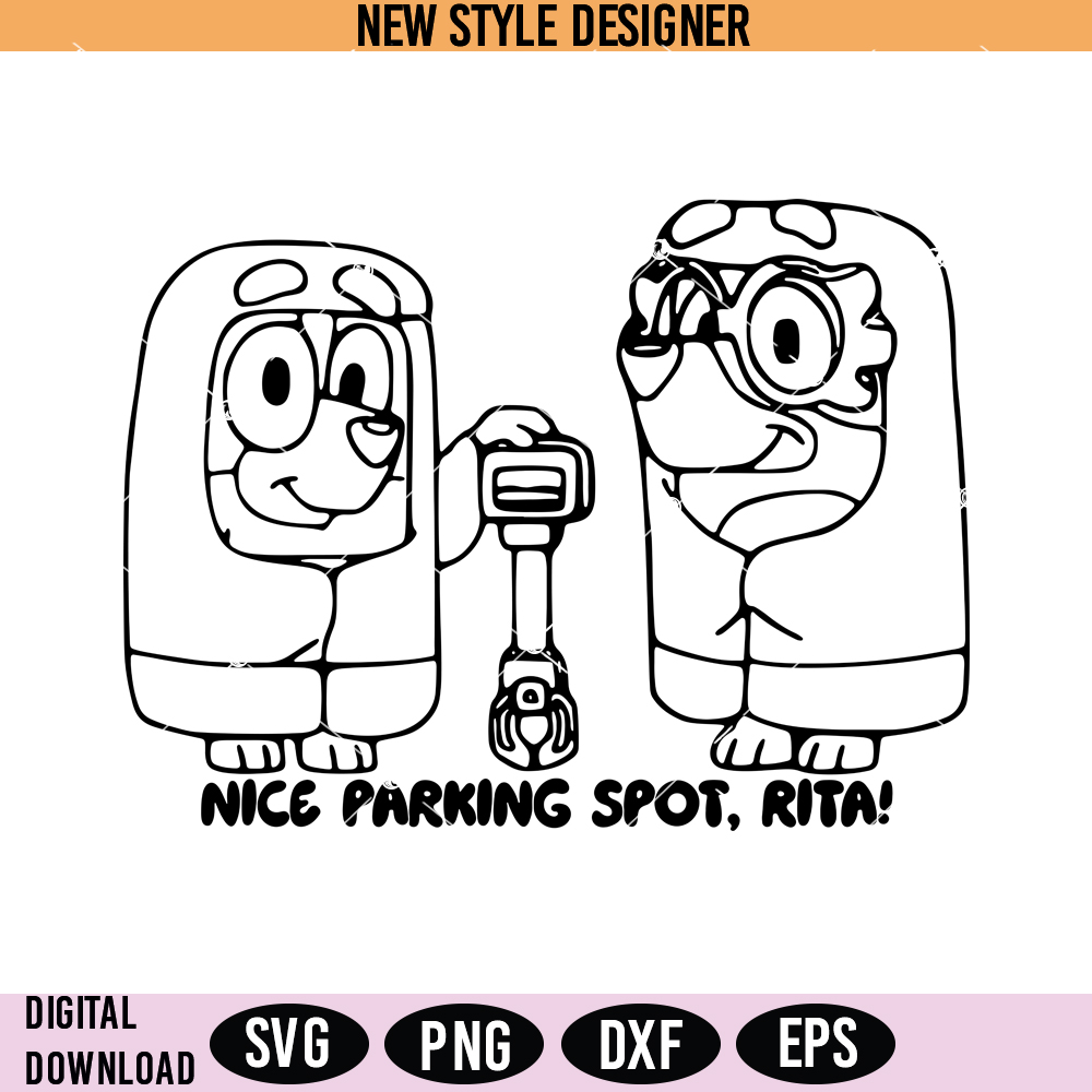 bluey grannies nice parking spot rita svg, bluey rita svg, D - Inspire ...